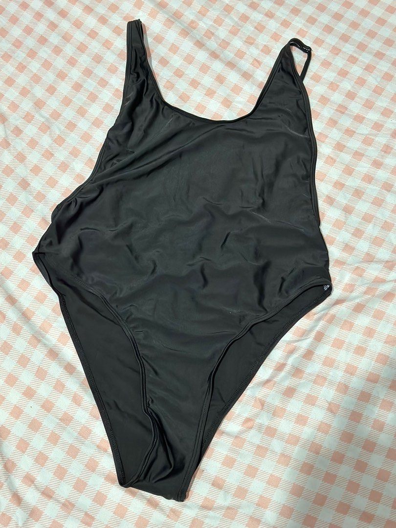 Black high-rise one-piece (fits M-L) swimsuit, Women's Fashion ...