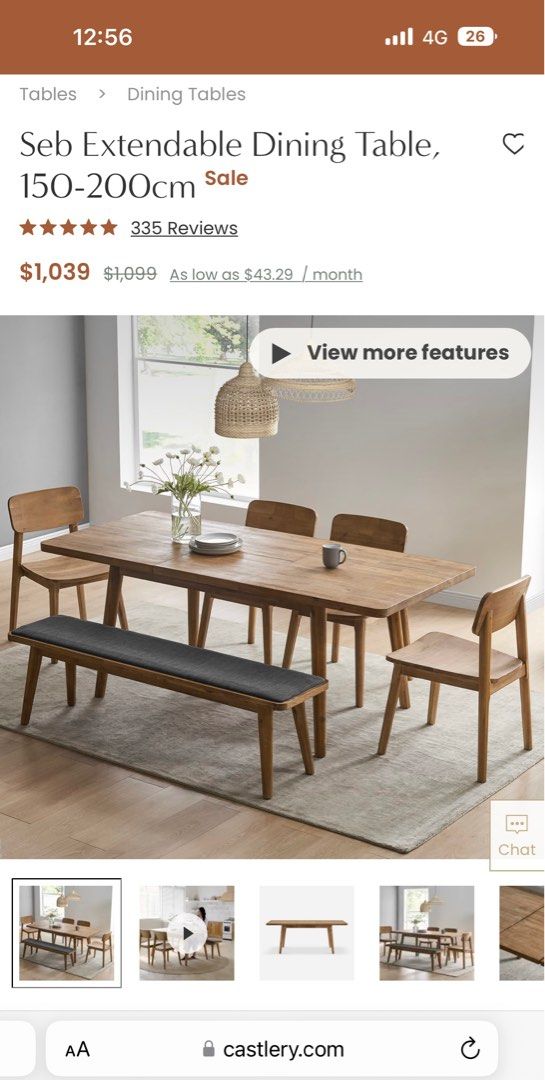 Castlery Seb Extendable Dining Table, Furniture & Home Living ...