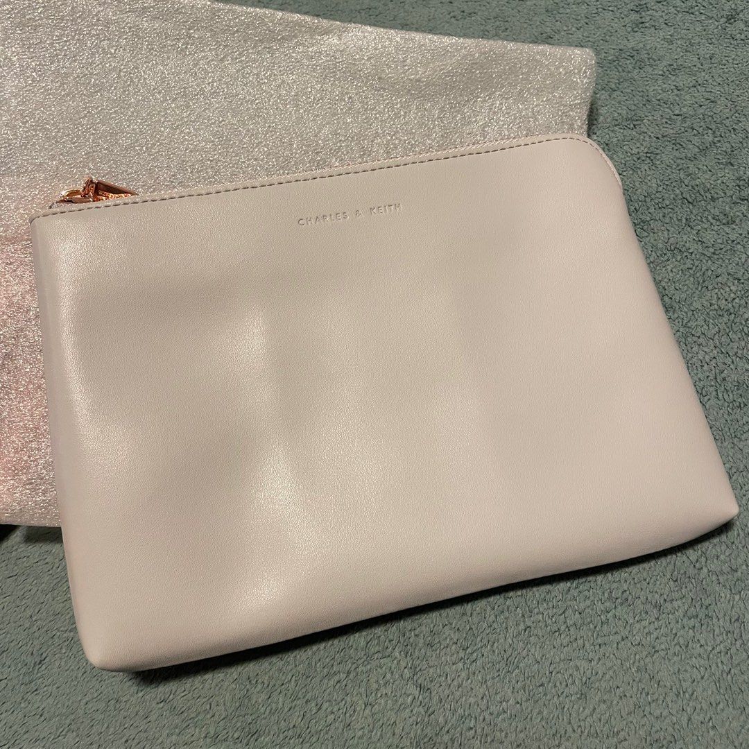 Charles&Keith Blue-grey Pouch, Women's Fashion, Bags & Wallets, Purses ...