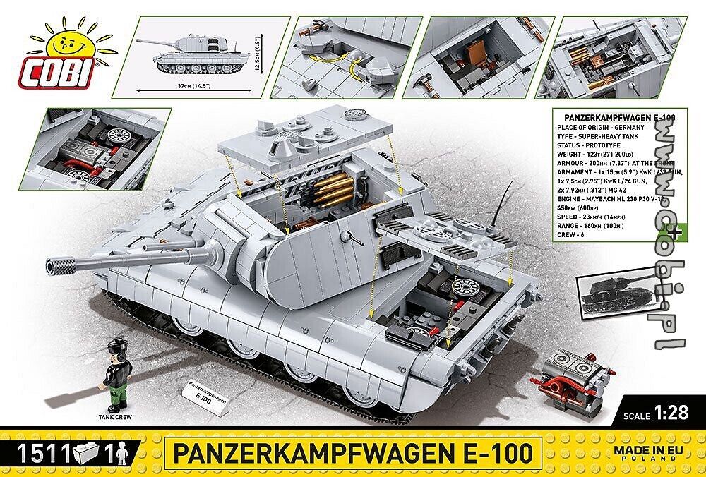 COBI WW2 GERMAN TANK PANZER E-100 bricks 2572 (LEGO compatible ...