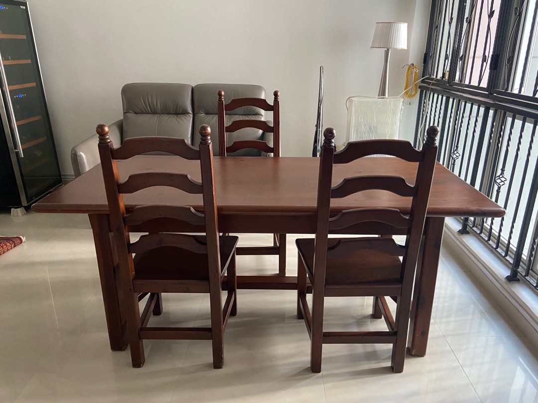 Dining table set with 3 Goldilocks chairs, oak, Furniture & Home Living ...