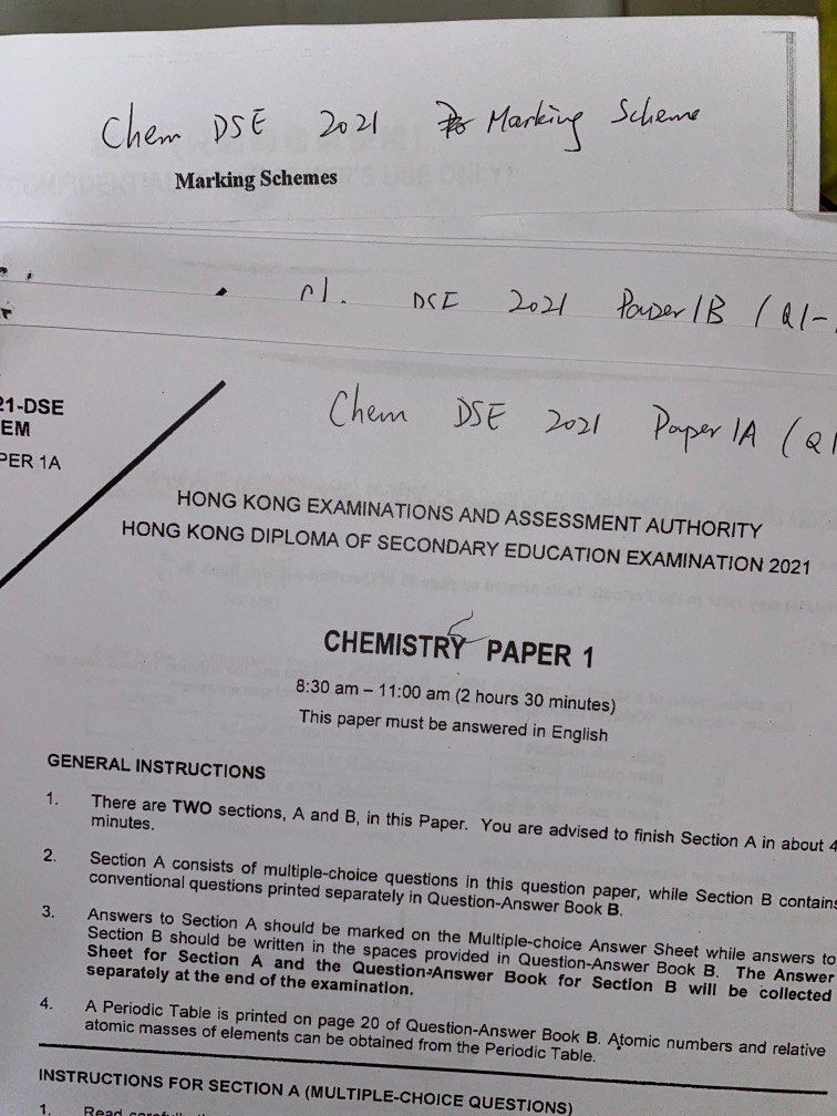 DSE CHEMISTRY 2021 PAST PAPER FULL SET WITH ANSWER KEY NEW, 興趣及遊戲, 書本 & 文具, 書本及雜誌 - 補充練習 - Carousell