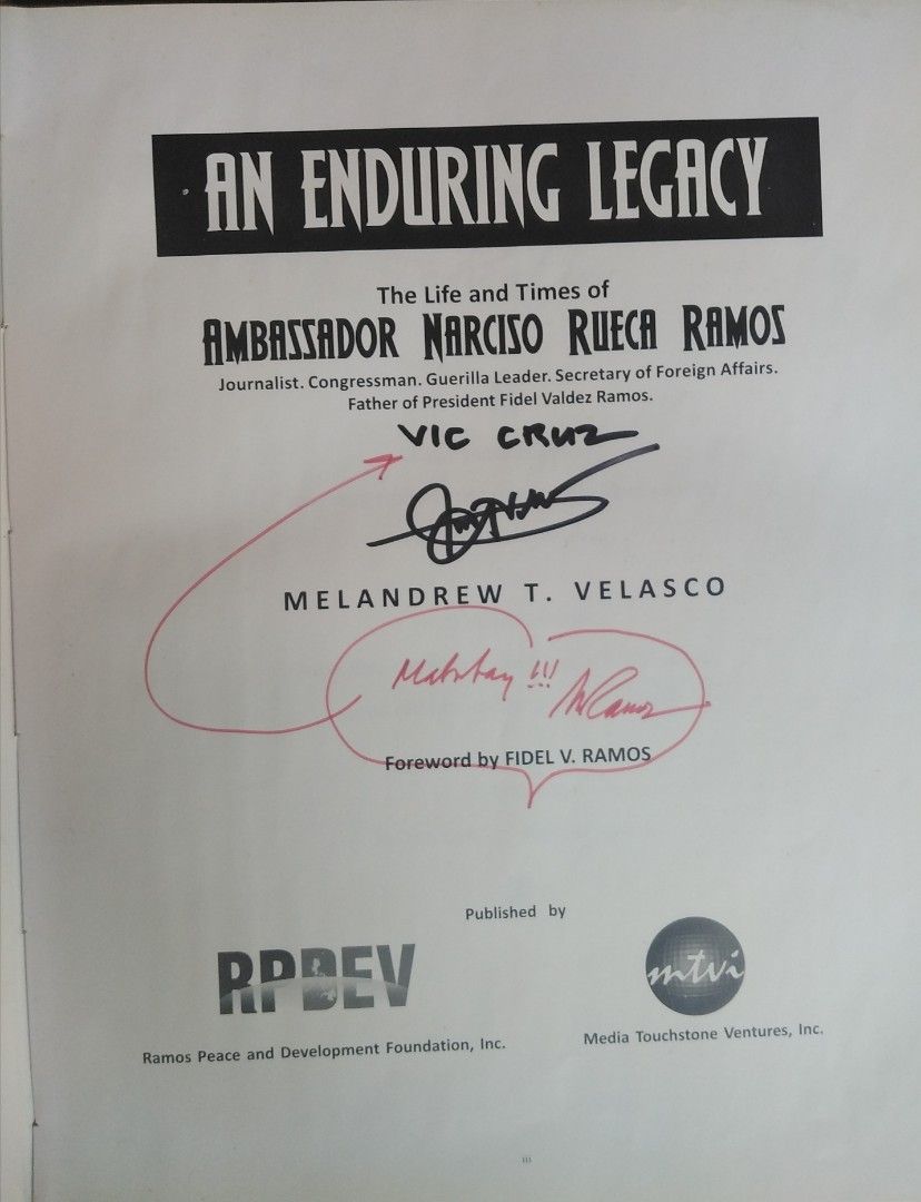 ULTIMATE SALE Fidel Ramos Signed Book [His Father's Biography], Hobbies ...