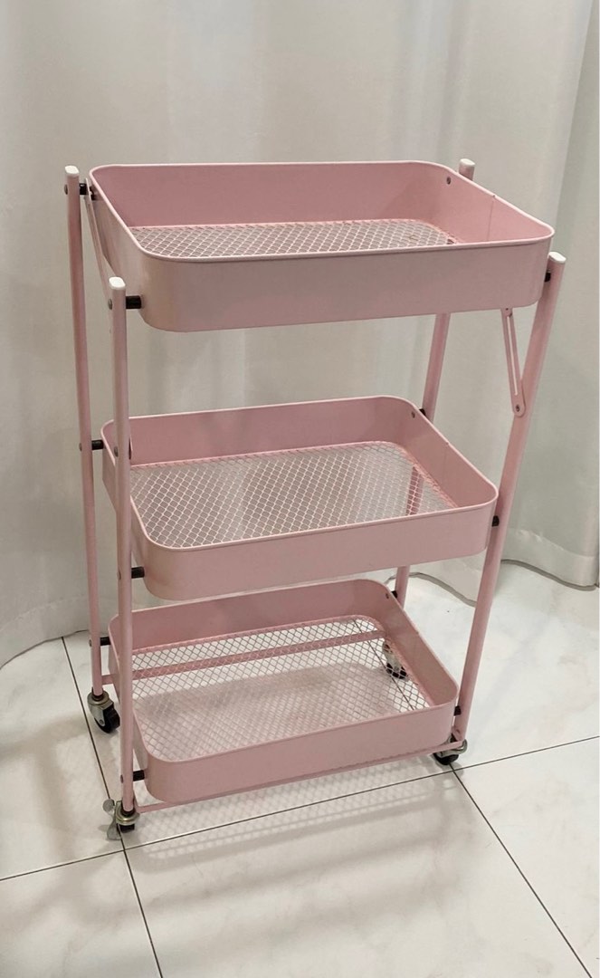 Foldable 3 tier Trolley Rack Movable, Furniture & Home Living ...