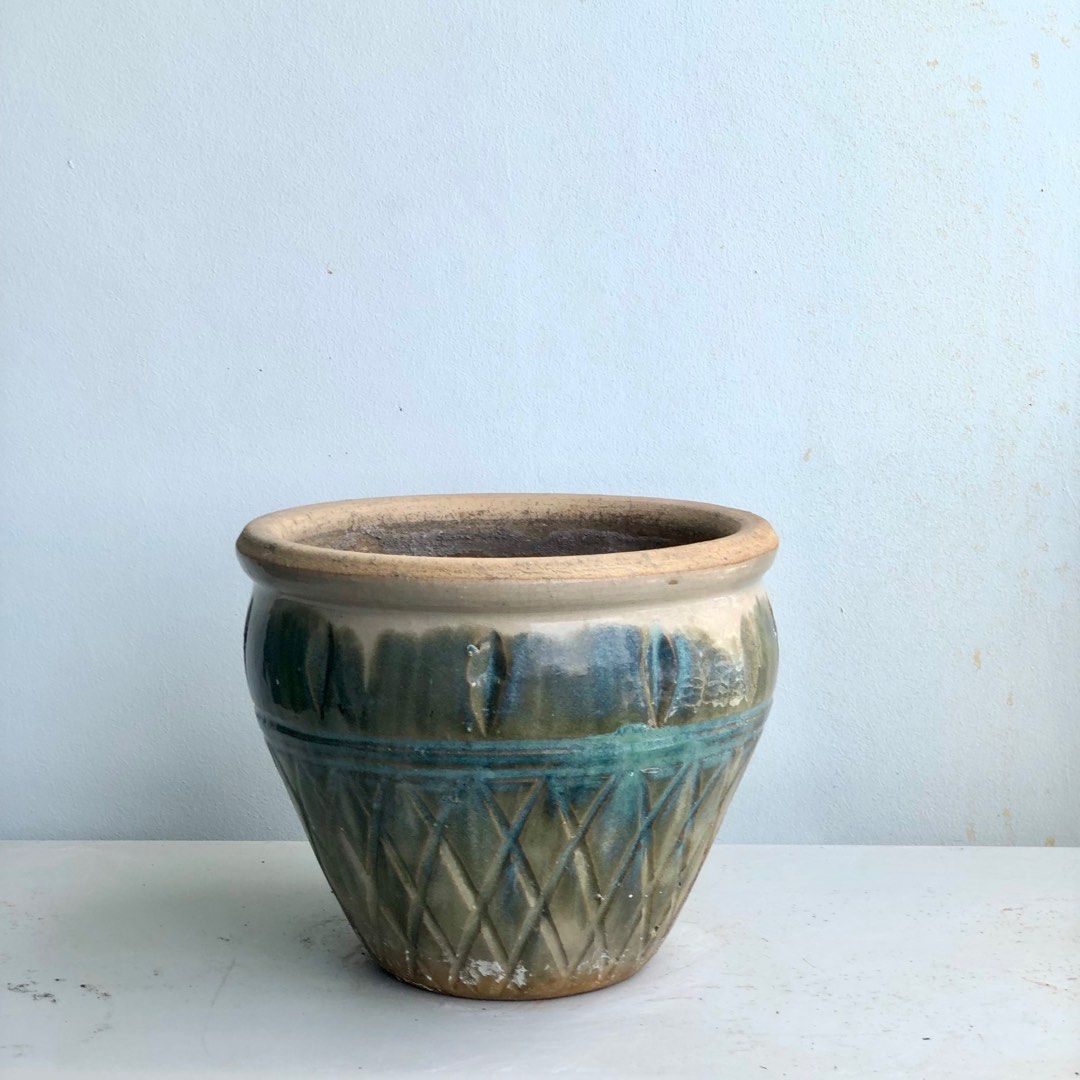 Sage Green Ceramic Planter Pot, Furniture & Home Living, Gardening ...