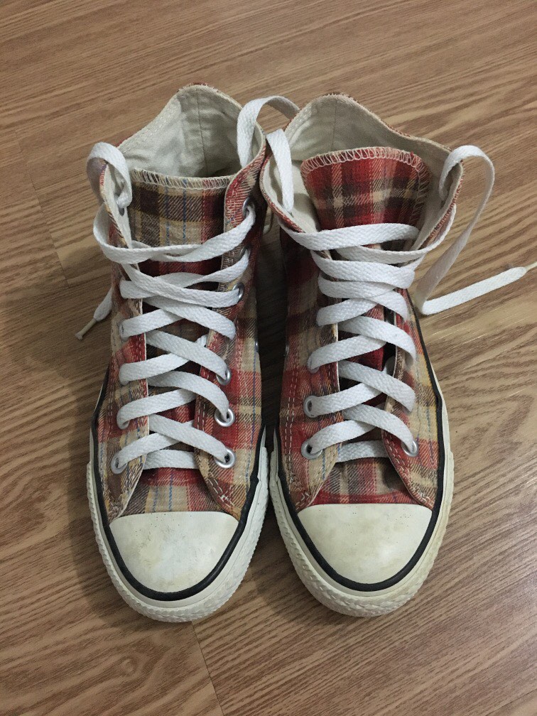 High-cut Checkered Converse, Women's Fashion, Footwear, Sneakers on ...