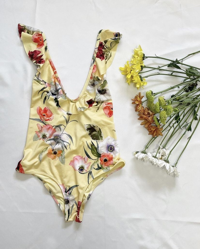 H&M floral low back one piece bikini swimsuit on Carousell