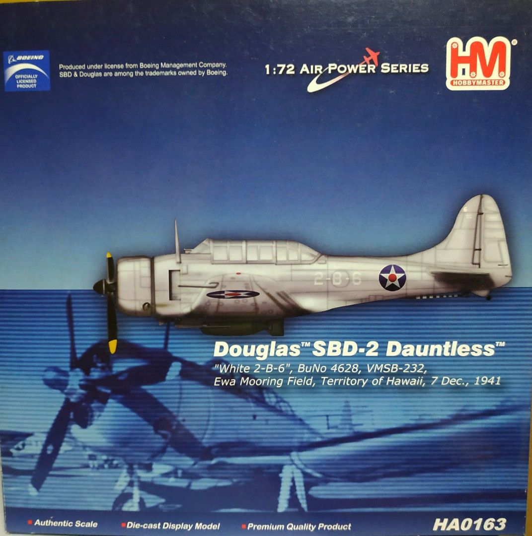 HOBBY MASTER 1/72 SBD-2 DAUNTLESS "WHITE 2-B-6", BUNO 4628, VMSB-232 ...