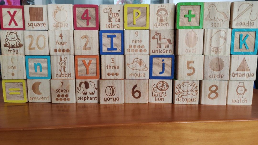 Infinity Creations Discovery 40 Piece Wooden Alphabet 123 Blocks Set ...