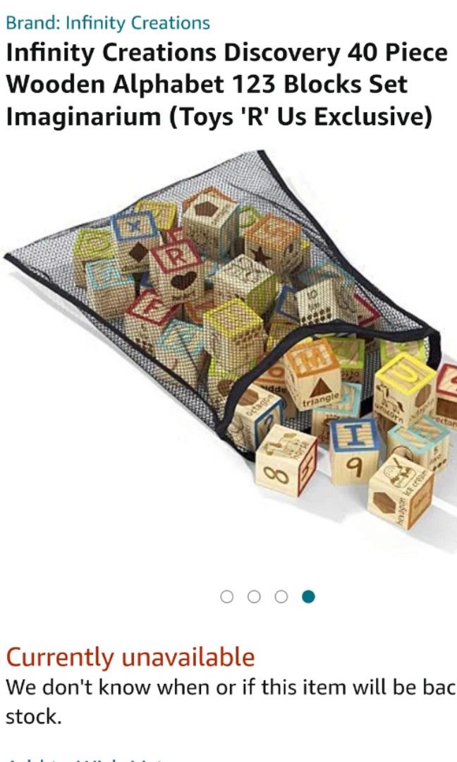 Infinity Creations Discovery 40 Piece Wooden Alphabet 123 Blocks Set ...