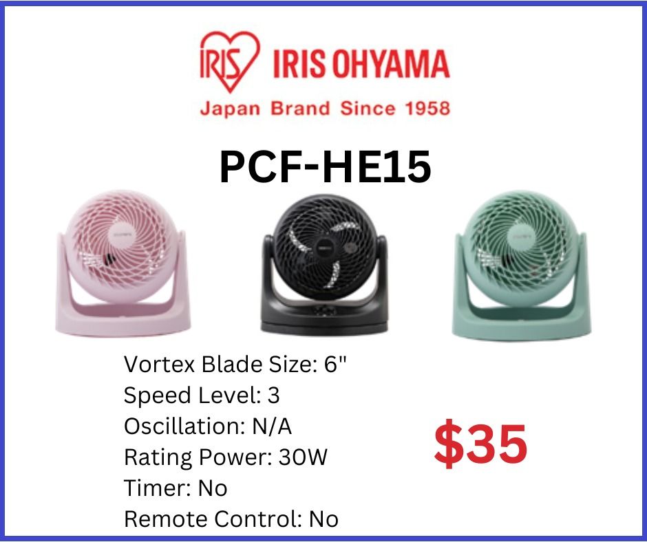 Iris Ohyama Desk Fan Circulator Fan various models available, Furniture & Home Living, Lighting ...