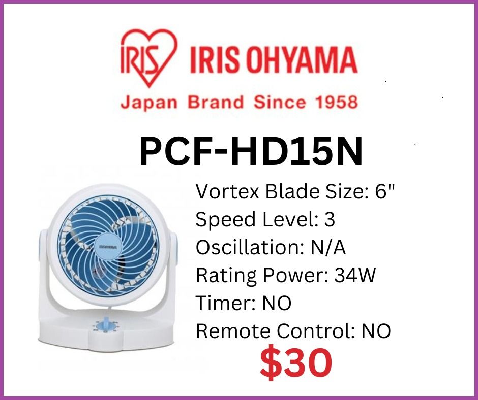 Iris Ohyama Desk Fan Circulator Fan various models available, Furniture & Home Living, Lighting ...
