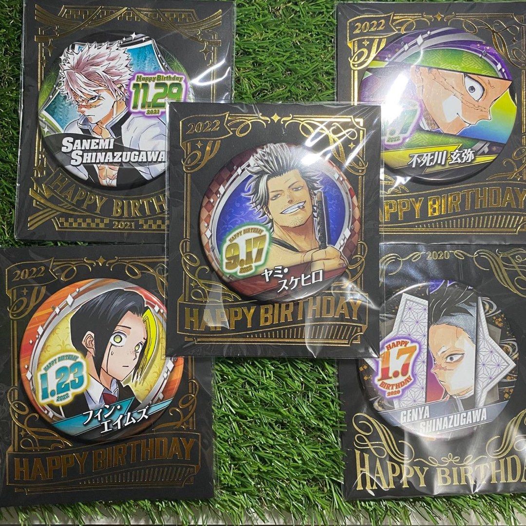 Jumpshop Birthday Badges ( Yami Sukehiro , Sanemi , Venya , Finn Ames ...