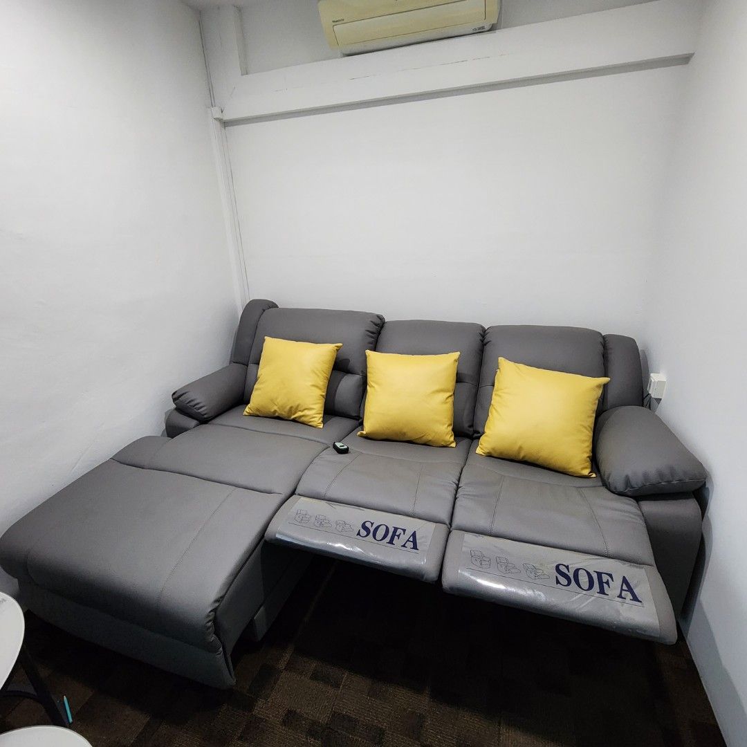 L Shape Motorised High Leg Recliner Sofa 236cm x 160cm, Furniture & Home Living, Furniture ...