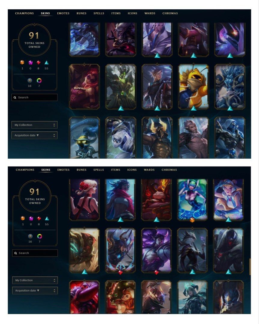 League of legends account 91 skins 130 mythic essence, Video Gaming ...