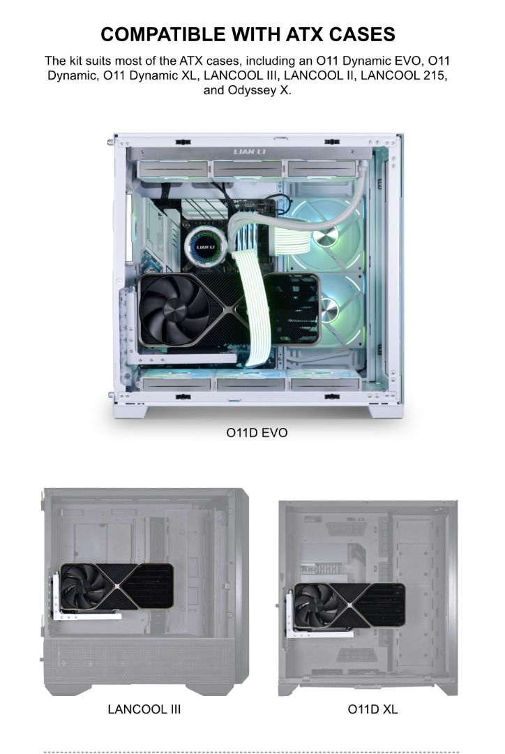 Lian Li Universal 4- Slots Vertical GPU kit & Vertical GPU Kit for A3 ...