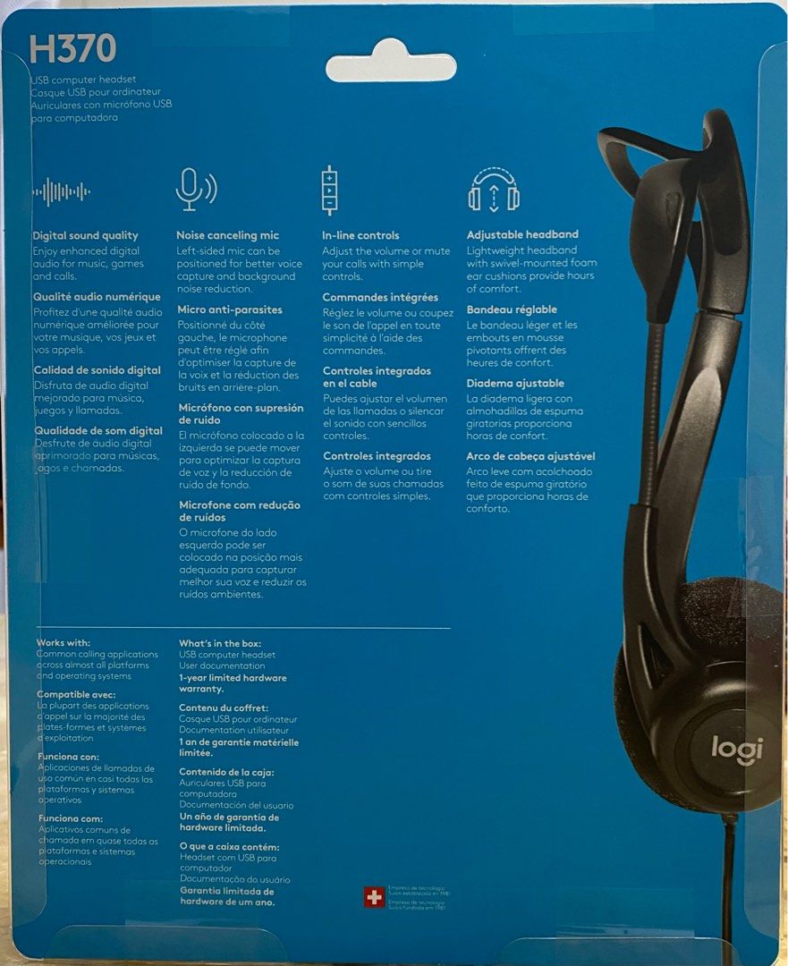 Logitech H370 USB Headset with Noise-Cancelling Microphone, Audio ...
