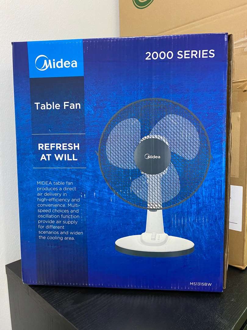 Midea MS1315BW white 3 blades table fan, Furniture & Home Living ...