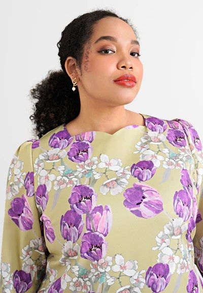 Mis Claire x PETRA Fazura Ruffle Hem Sweetheart Long Kurung Set - Green ...