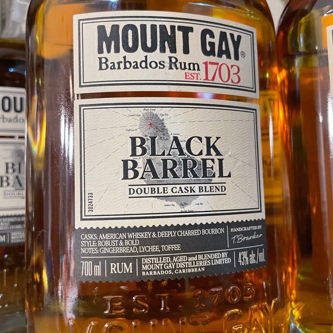 Mount Gay Black Barrel Rum double cask blend Premium 700ml, Food ...