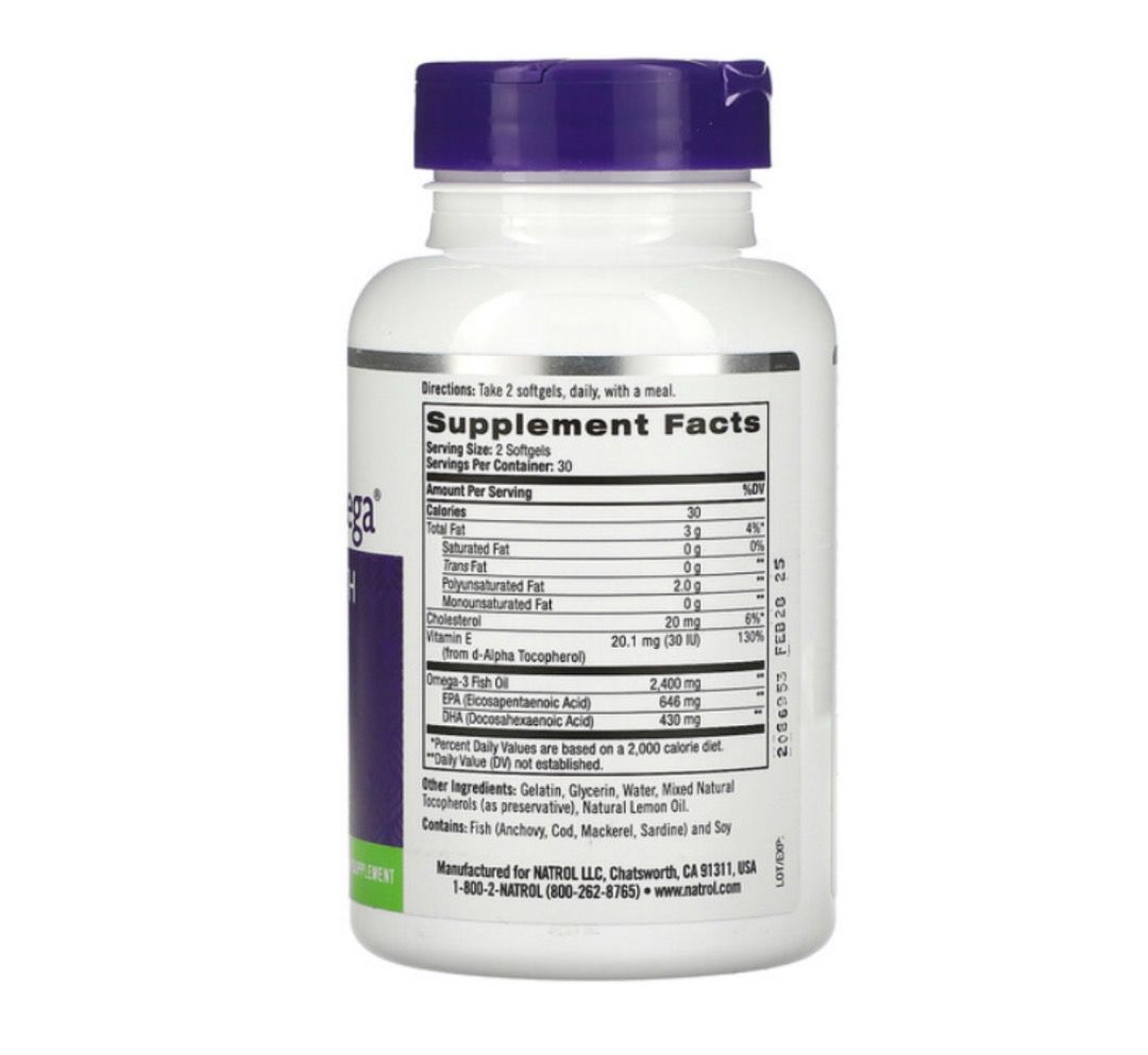 Natrol Extreme Omega Lemon 1,200 mg 60 Softgels expiry date 02/2025, 健康 ...
