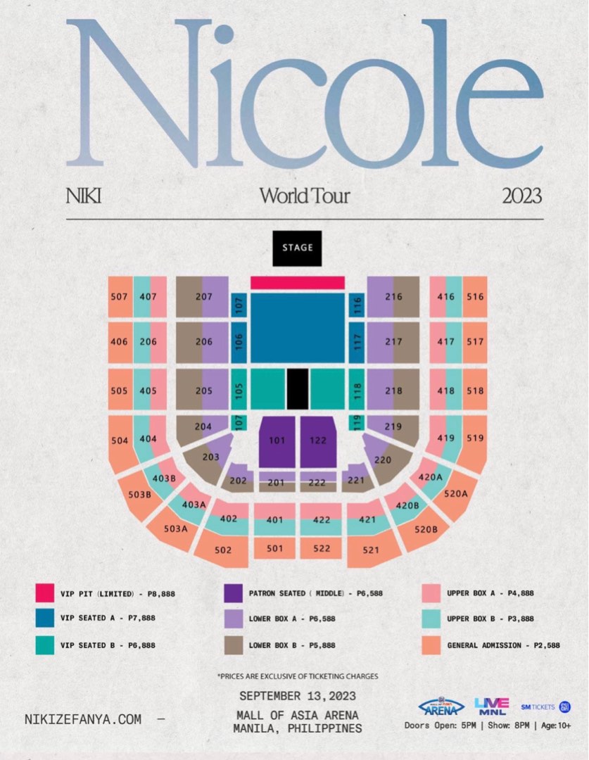 NIKI NICOLE WORLD TOUR VIP PIT LBA TICKETS CONCERT, Tickets & Vouchers ...