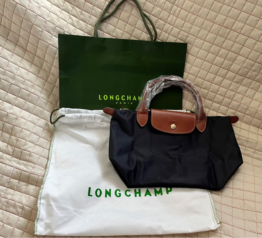 Original longchamp small top handle in black, Luxury, Bags & Wallets on ...