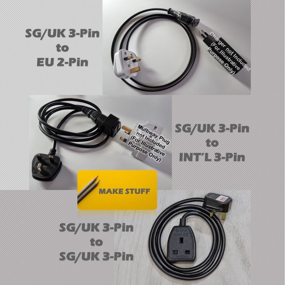 PETITE PLUGS Mini Power Extension Cables Compact Small Custom Length ...