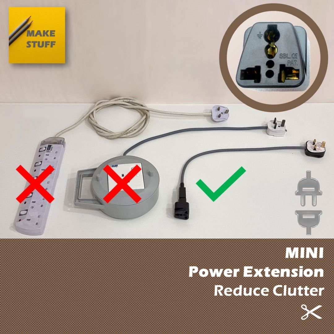 PETITE PLUGS Mini Power Extension Cables Compact Small Custom Length ...
