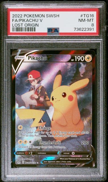 PSA 8 PIKACHU V LOST ORIGINS FULL ART TRAINER GALLERY POKEMON TCG CARDS NOT CHARIZARD UMBREON ...