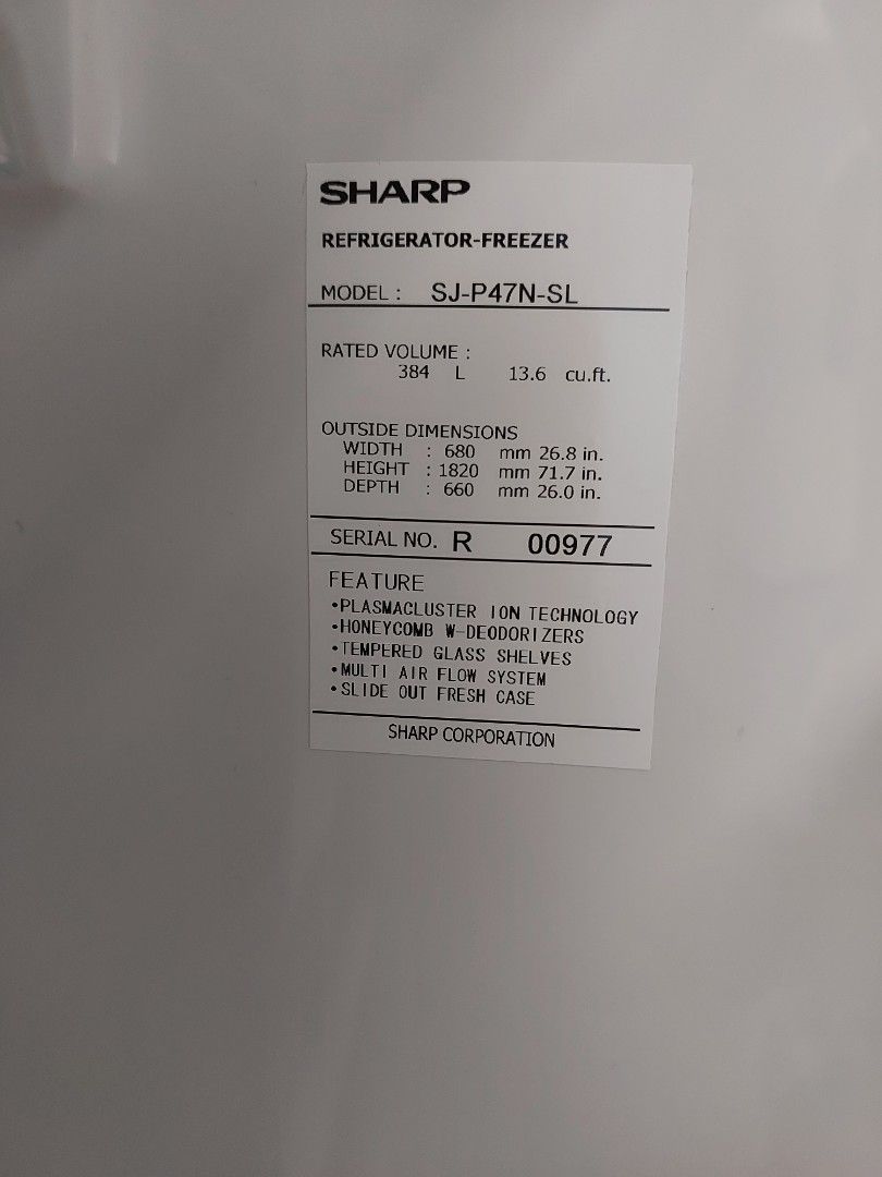 Sharp-Refrigerator, TV & Home Appliances, Kitchen Appliances ...