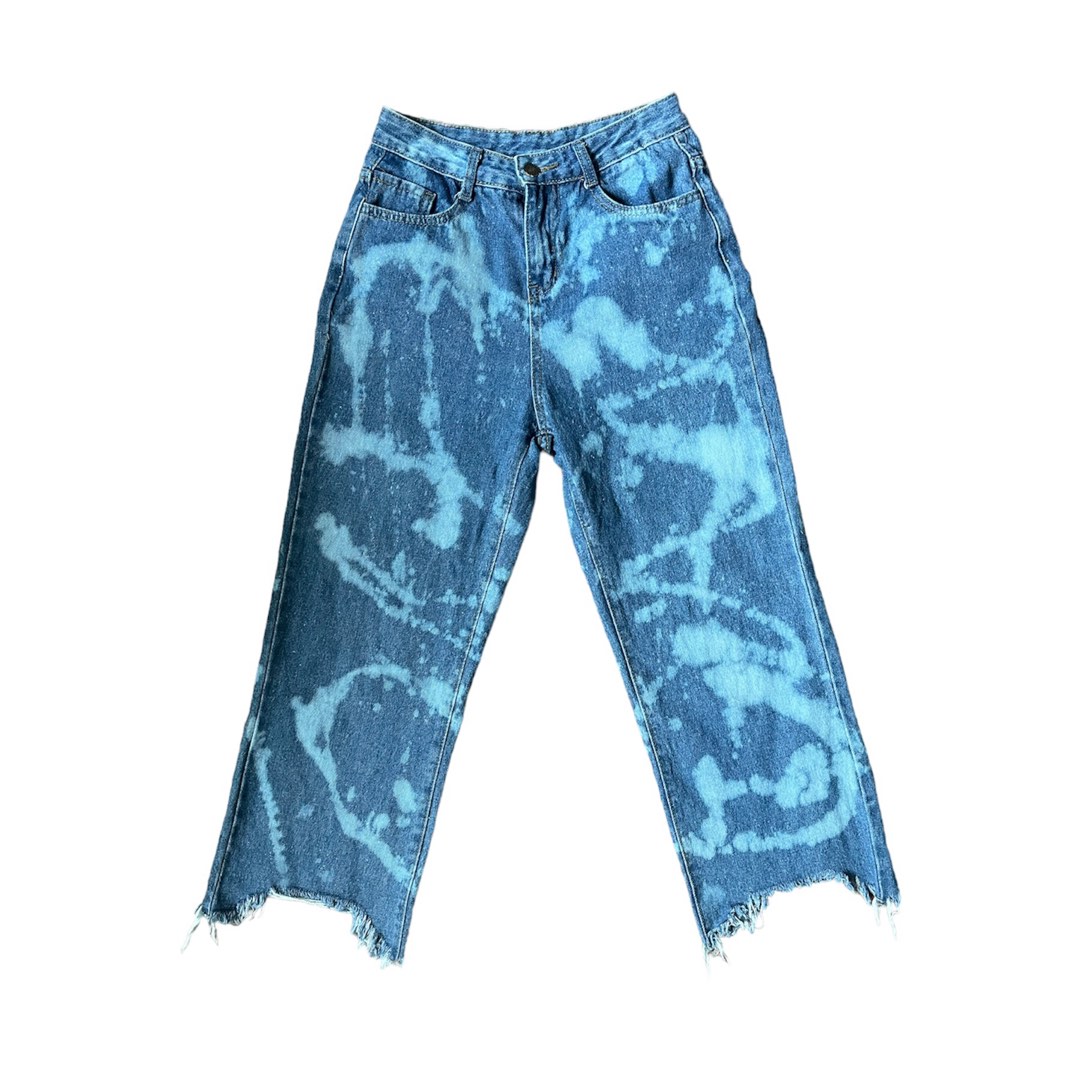 Splatter Bleached Wide Leg Jeans, Women's Fashion, Bottoms, Jeans on ...