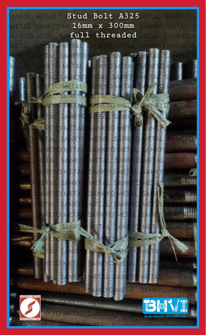 Stud bolt A325 full threaded 16mm x 300mm, Commercial & Industrial, Construction & Building ...