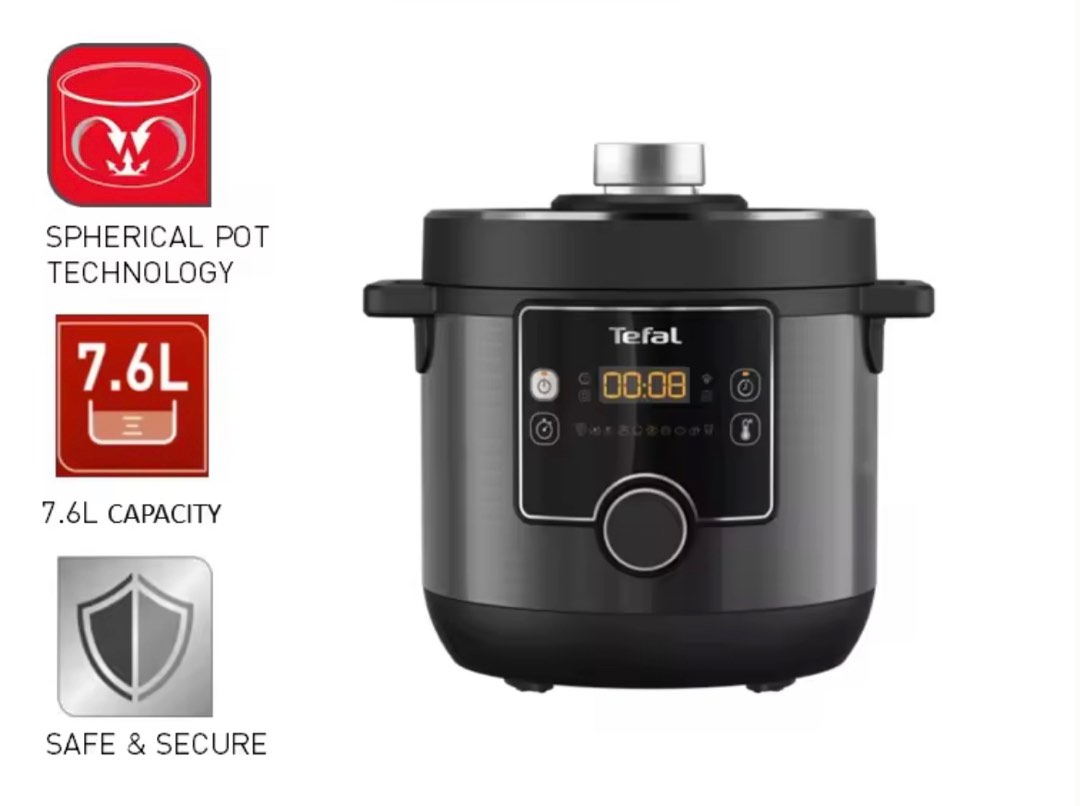 Tefal Turbo Cuisine Maxi Electric Pressure Cooker 7.6L CY777, TV & Home ...
