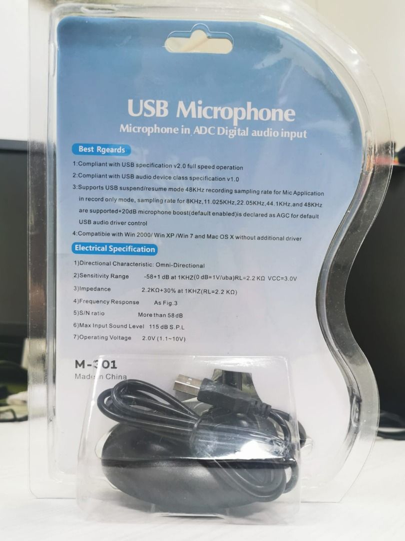Adjustable USB Microphone in ADC Digital Audio Input Mic for Desktop ...