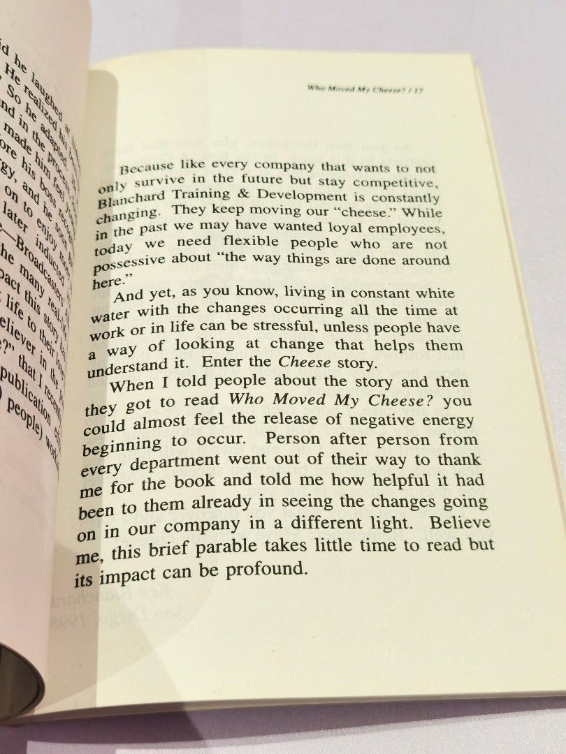 Who Moved My Cheese Book By Dr Spencer Johnson, Hobbies & Toys, Books ...