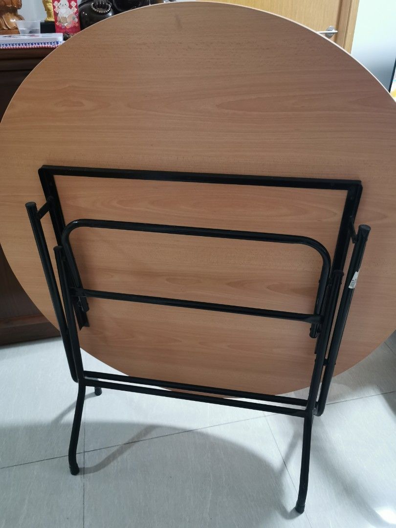 Wooden round folding table, Furniture & Home Living, Furniture, Tables ...