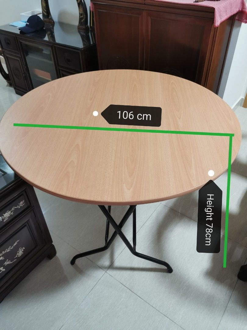 Wooden round folding table, Furniture & Home Living, Furniture, Tables ...