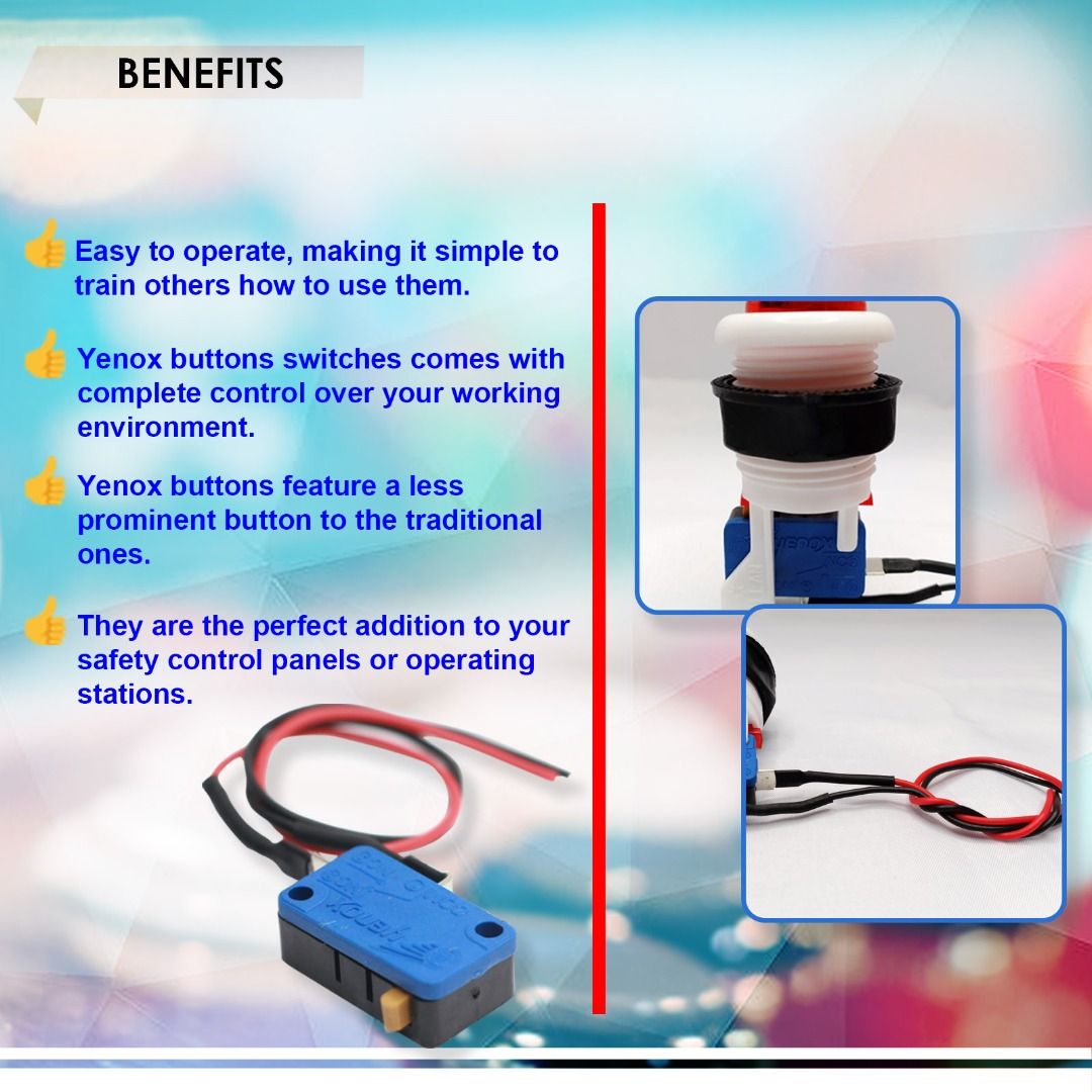 YENOX MICRO SWITCH 2-PIN 4.8mm TERMINAL FOR ARCADE PUSH BUTTON, with ...