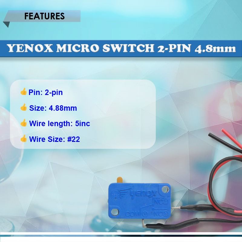 YENOX MICRO SWITCH 2-PIN 4.8mm TERMINAL FOR ARCADE PUSH BUTTON, with ...