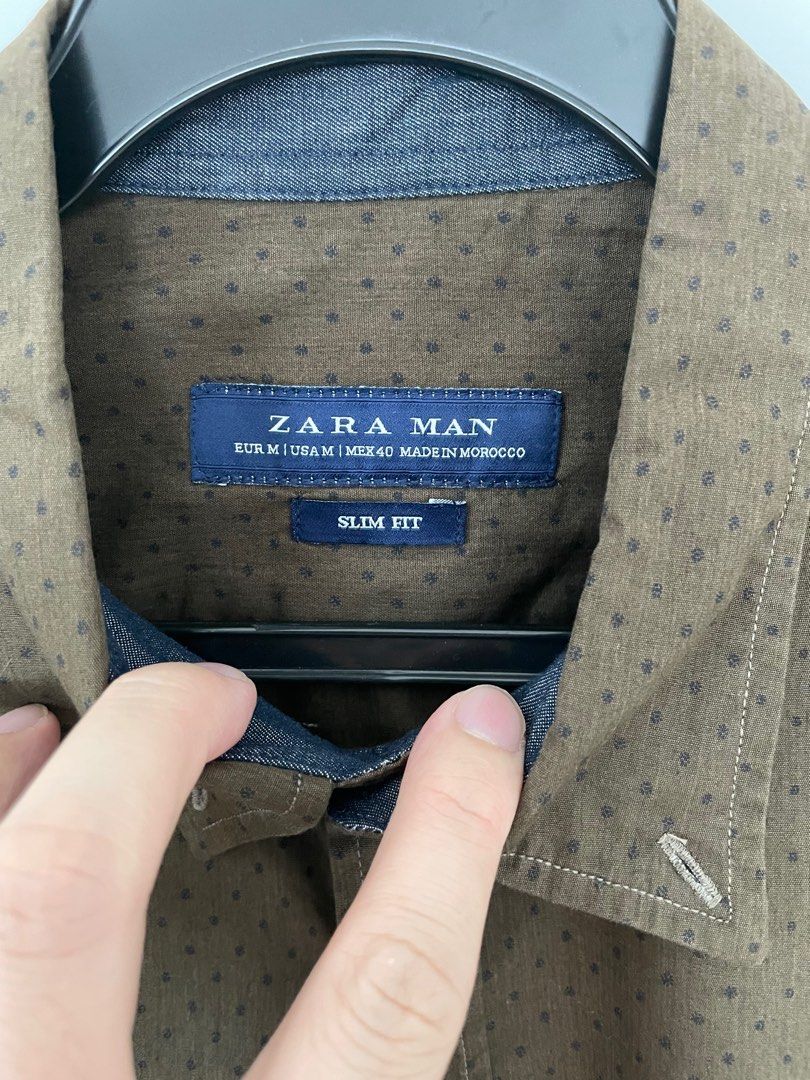 Zara man men shirt brown polka, Men's Fashion, Tops & Sets, Formal ...