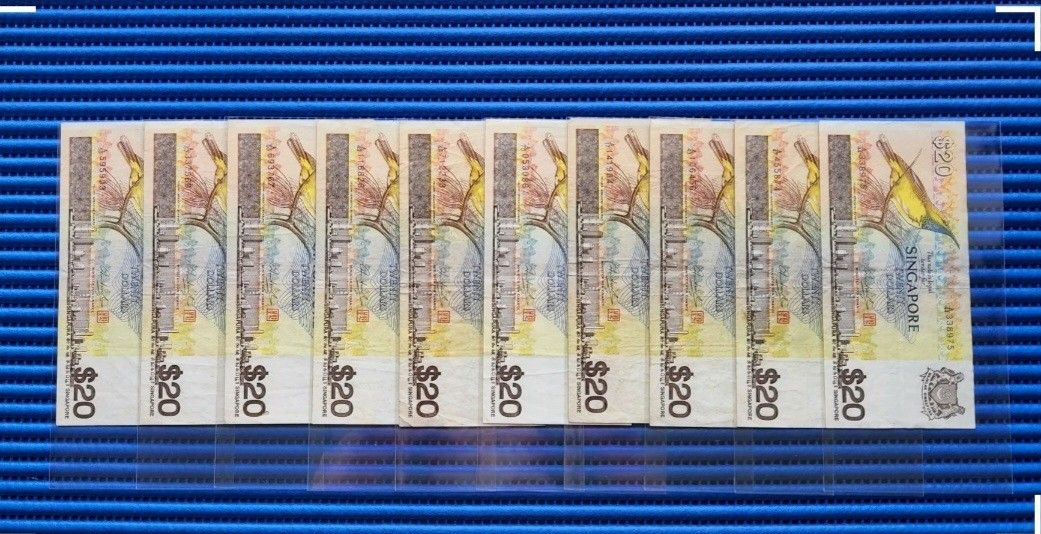 10X Singapore Bird Series $20 Note Random Number Dollar Banknote ...