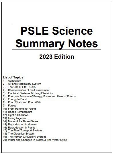 2023 PSLE Science Summary Notes [SOFTCOPY], Hobbies & Toys, Books ...