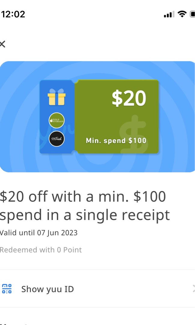 $20 off $100 Cold Storage Voucher, Tickets & Vouchers, Vouchers on Carousell