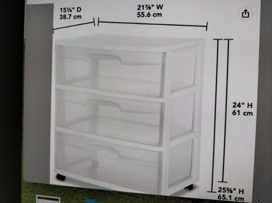 6 tier Sterilite brand storage drawers, organiser, chest of drawers ...