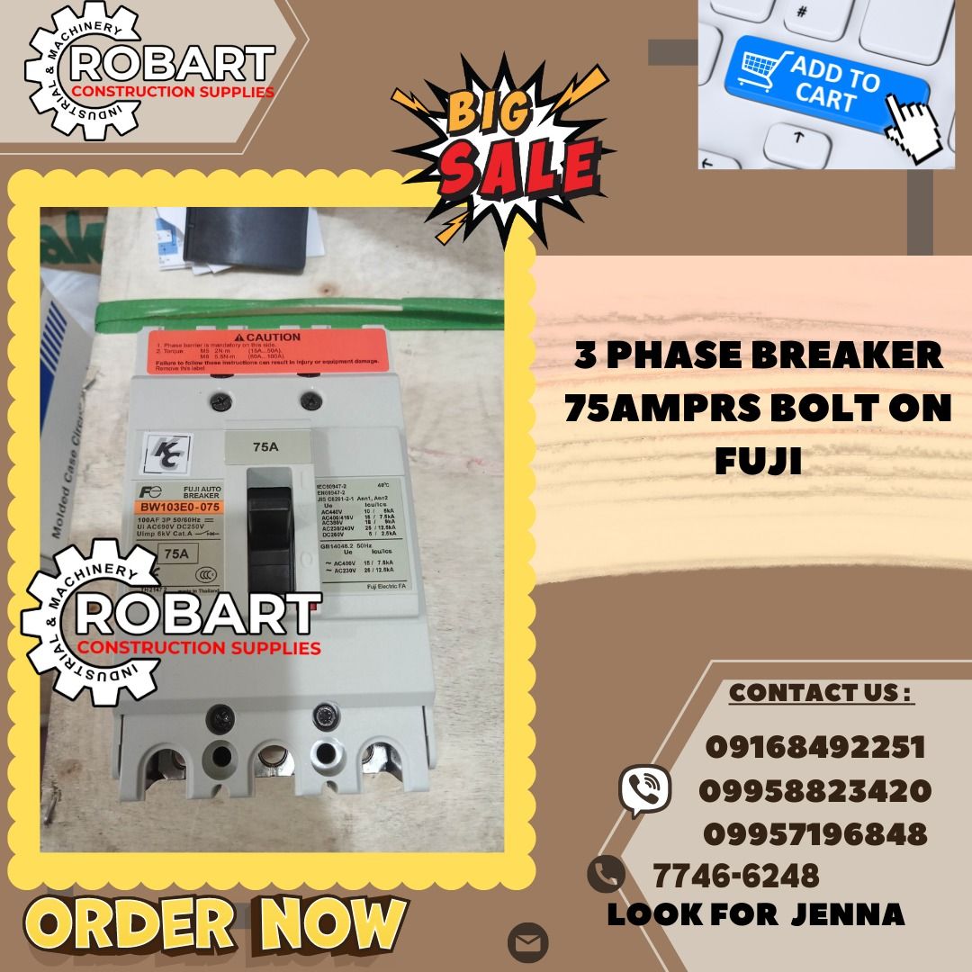 3 phase breaker 75amprs bolt on fuji, Commercial & Industrial ...