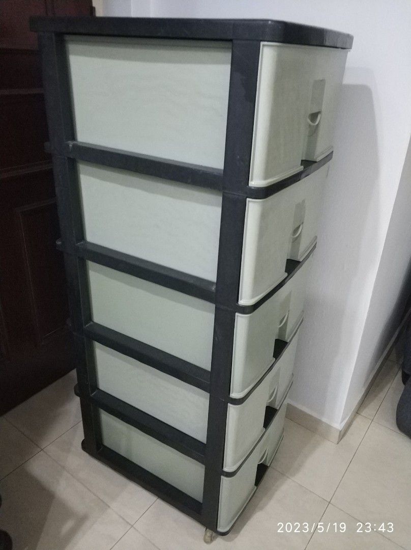 5 tier large storage drawers with wheels, Furniture & Home Living ...