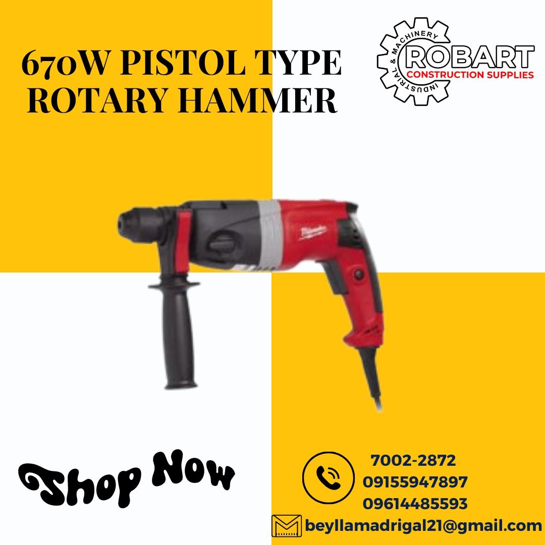 670W PISTOL TYPE ROTARY HAMMER, Commercial & Industrial, Construction Tools & Equipment on Carousell