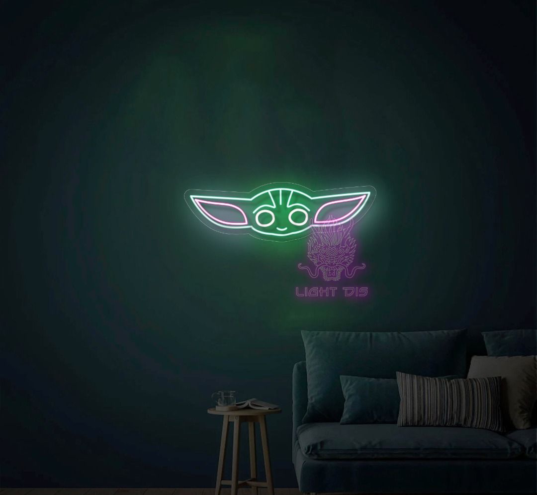 星球大戰 尤達寶寶 訂製LED霓虹燈 LED光療 掛牆裝飾 藝術掛飾 小夜燈 Star Wars Neon, Baby Yoda Neon ...