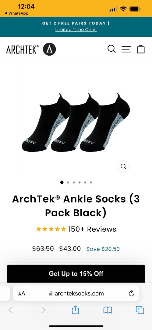 現貨 ARCHTEK Running / Walking - thick cushioned / arched support socks ...